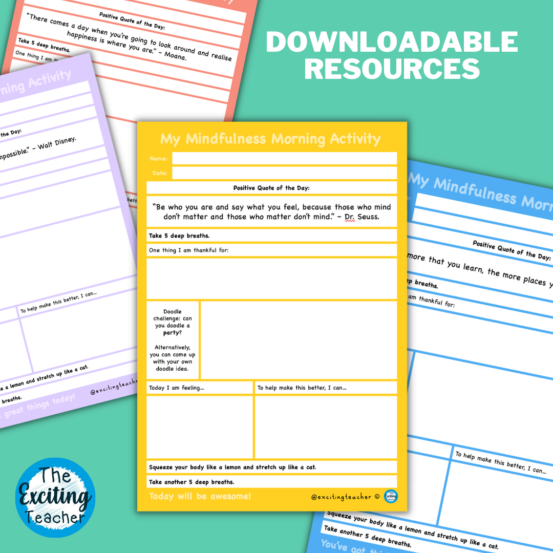 Daily Mindfulness Task Sheets – Exciting Teacher – Member's Club