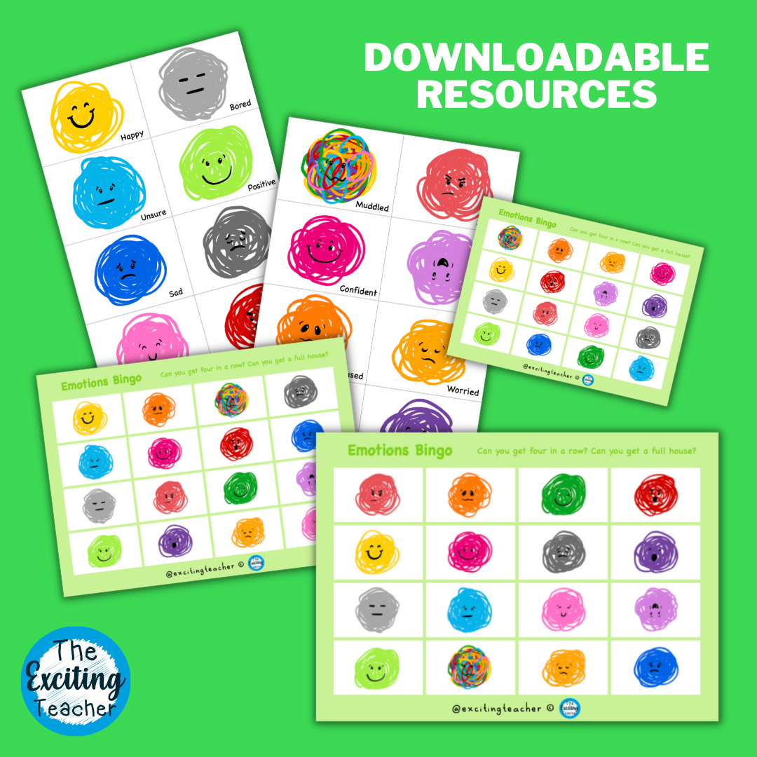 The Scribbles Crew: Emotions Bingo – Exciting Teacher – Member's Club