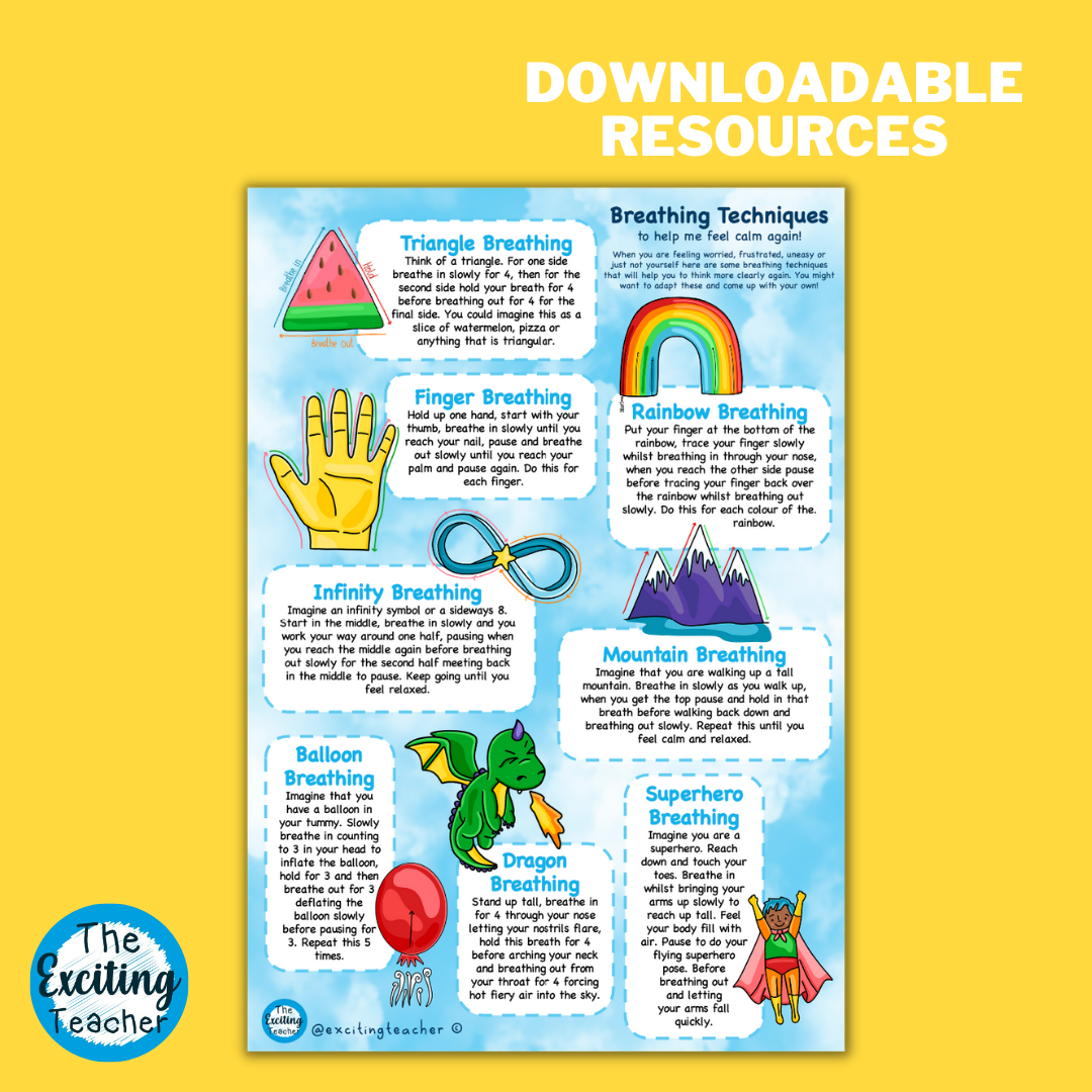 Breathing Techniques for Relaxation A4 Poster – Exciting Teacher ...