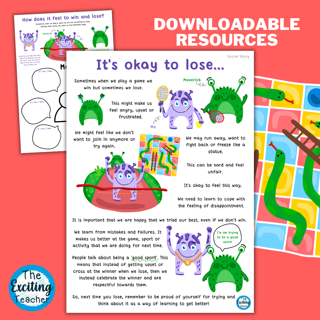 It’s okay if I lose… Social Story about Sportsmanship, Losing and ...