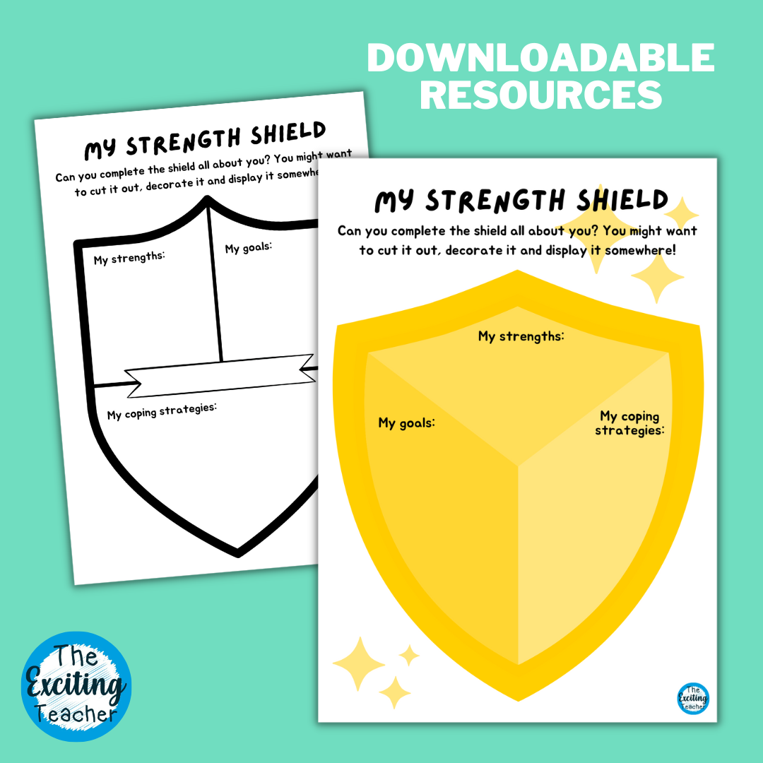 My Strength Shield: Positive Wellbeing & Goals Worksheet – Exciting ...