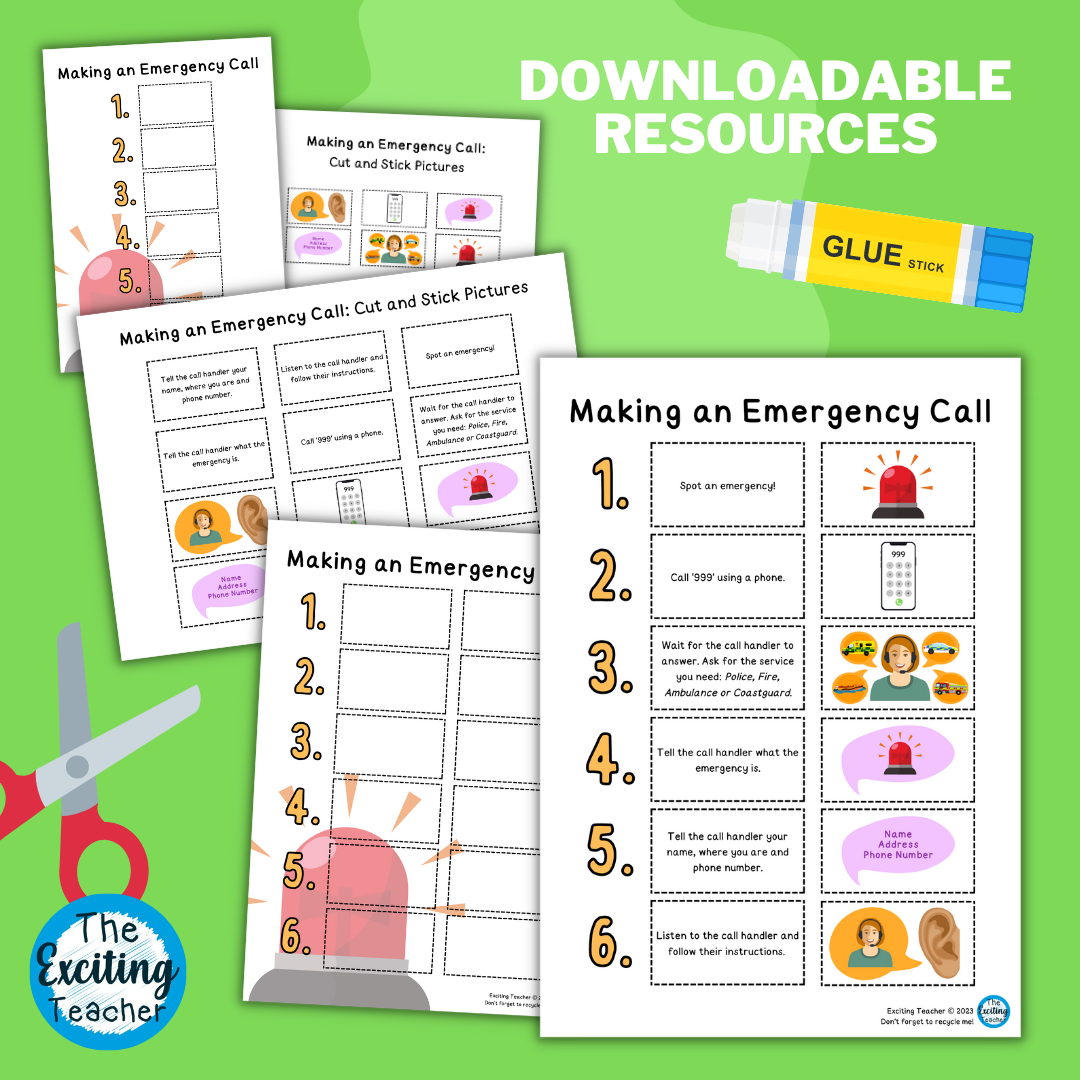 Making an Emergency Call: Sequencing Cut and Stick Activity – Exciting ...
