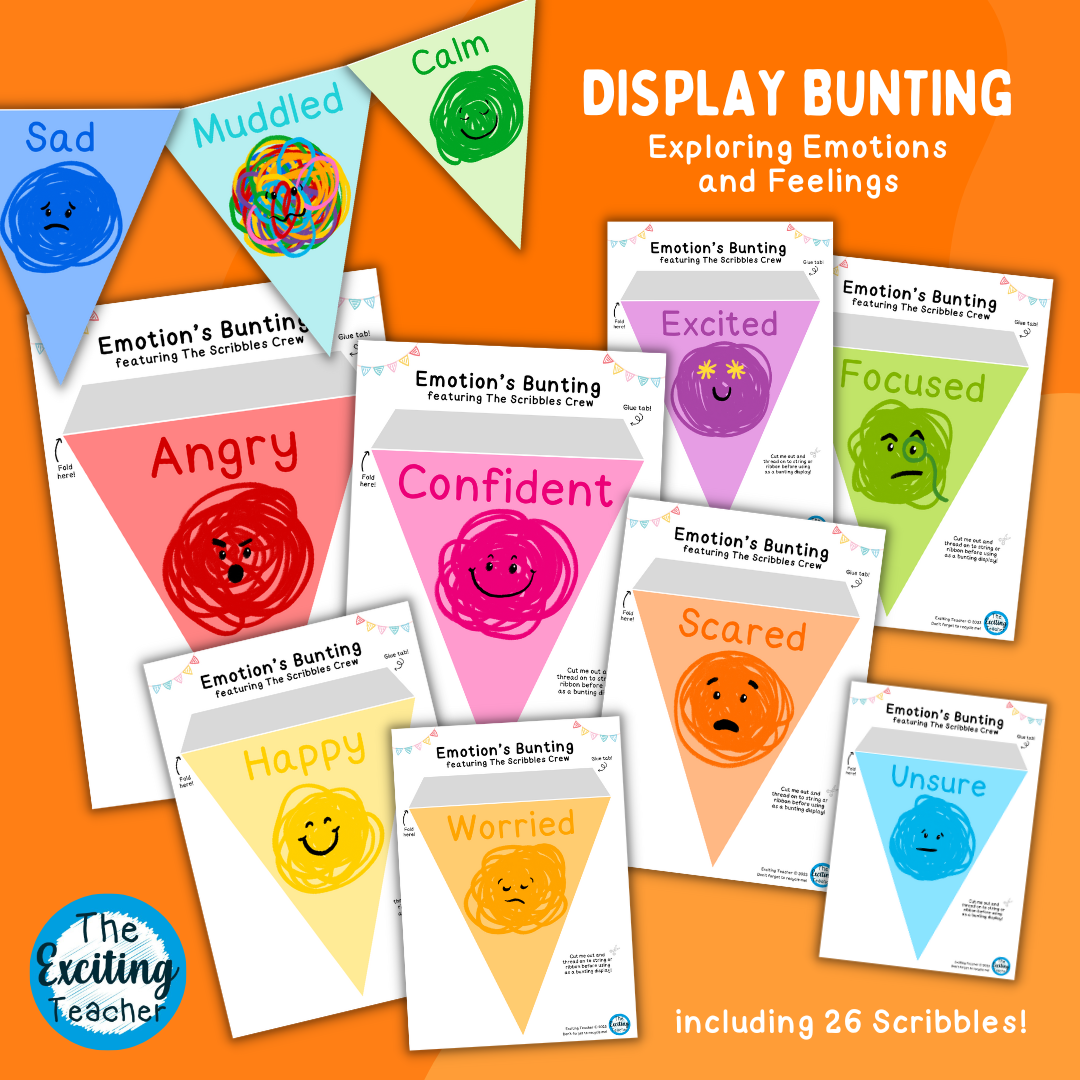Emotions Bunting (featuring The Scribbles Crew): Feelings Display ...
