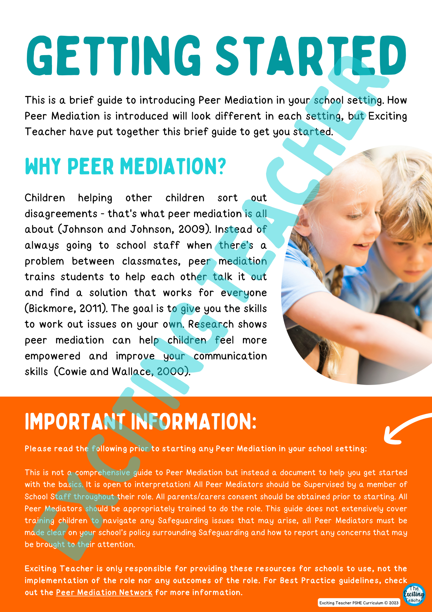 Peer Mediation Guide & Session Pack – Exciting Teacher – Member's Club