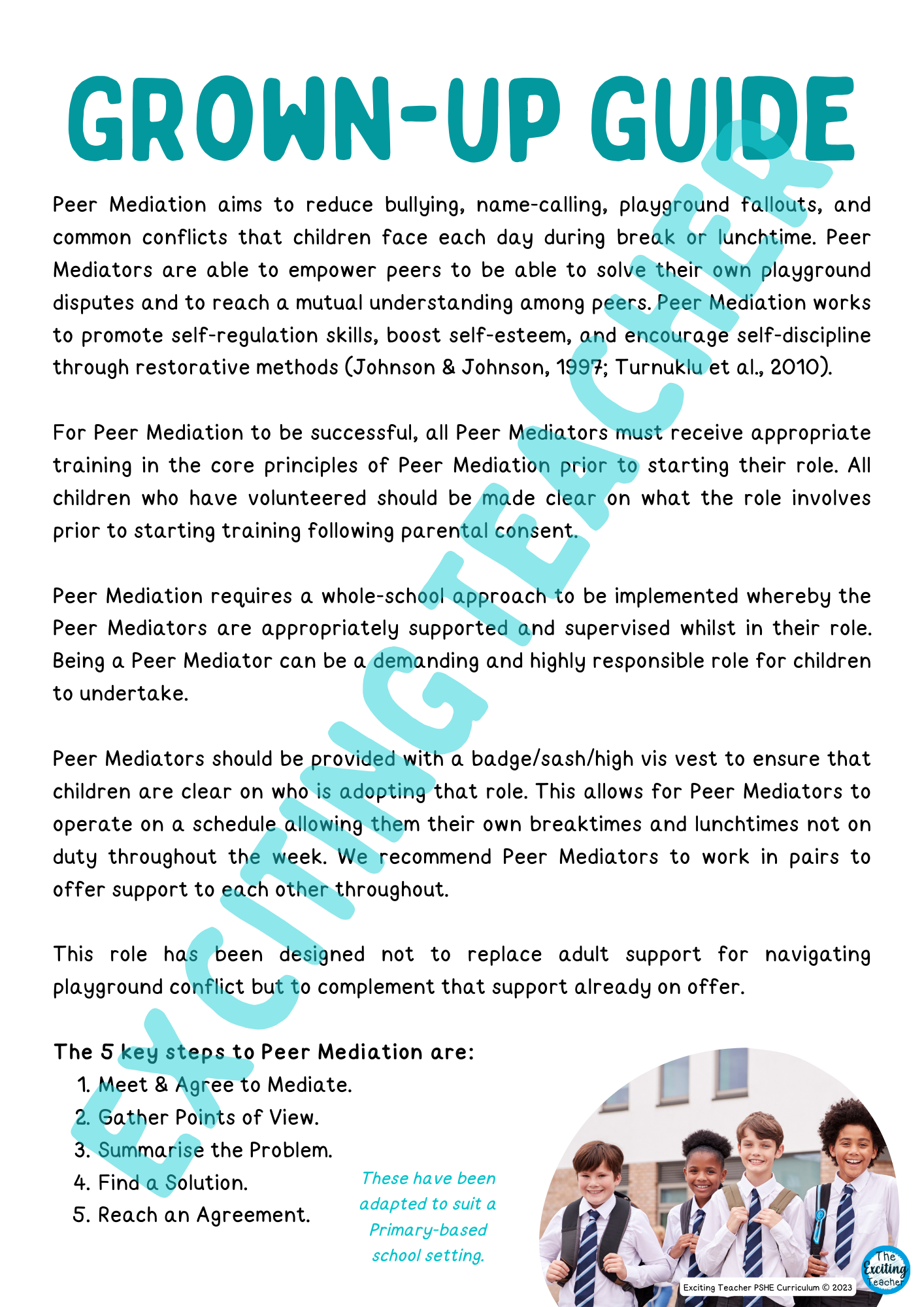 Peer Mediation Guide & Session Pack – Exciting Teacher – Member's Club