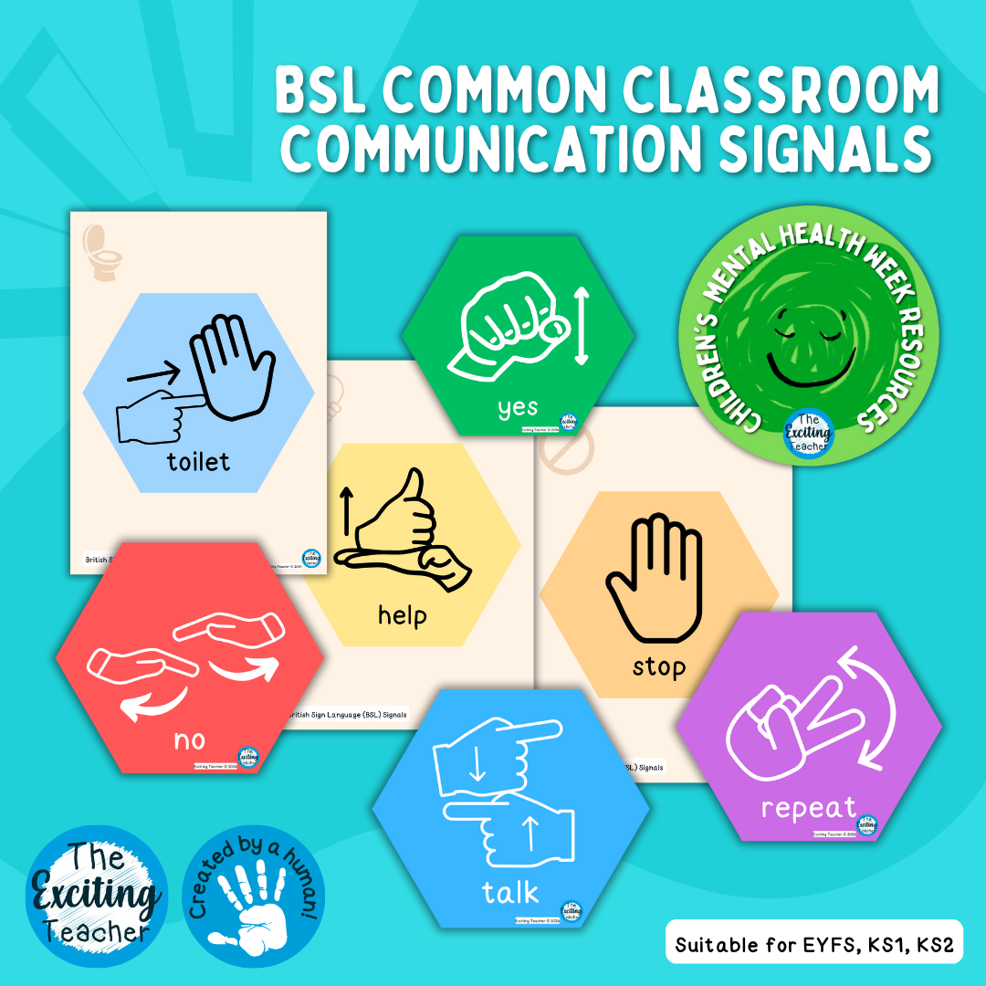 British Sign Language (BSL) Non-Verbal Signals Classroom Sign Cards ...